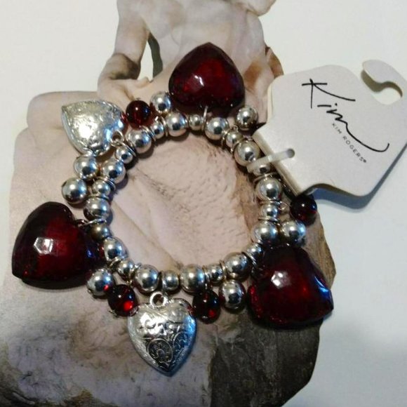 Kim Rogers | Jewelry | Heart Charm Stretch Bracelet | Poshmark